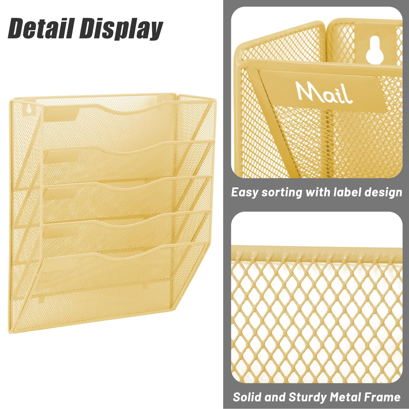 Snapklik.com : EASEPRES 5 Pocket Mesh Hanging Wall File Organizer, Wall ...