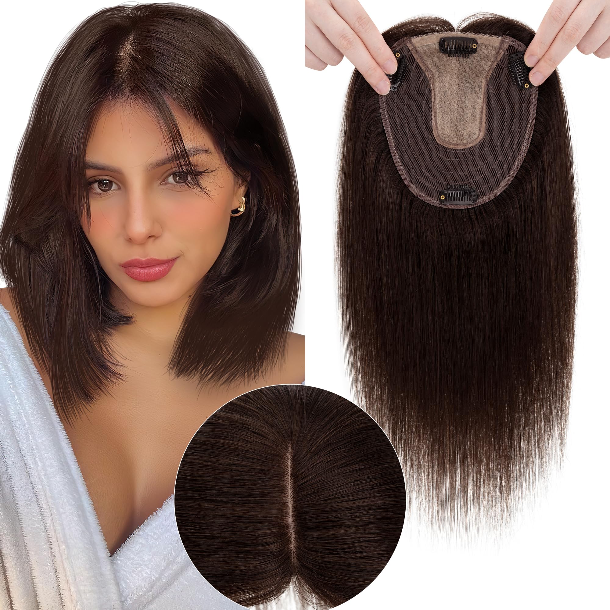 Amazon.com : SEGOHAIR Real Human Hair Toppers for Women - No Bangs, 13 ...