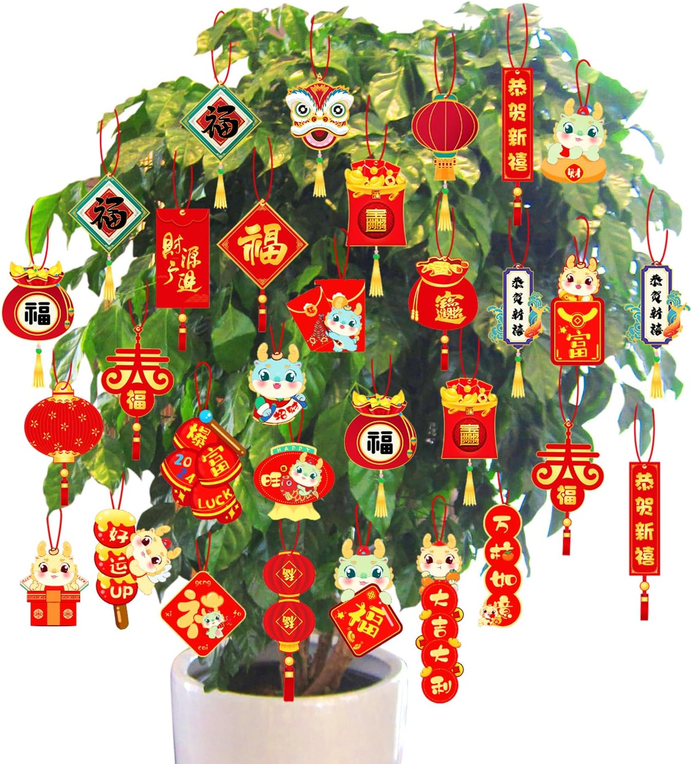 Amazon.com: Chinese New Year Decorations 2024 Red Chinese Knot Fu ...