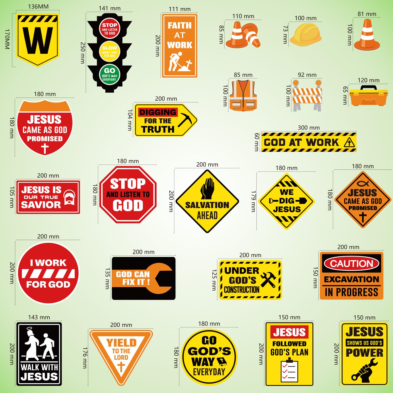 Snapklik.com : 67 Pcs Christian Construction Classroom Decorations ...