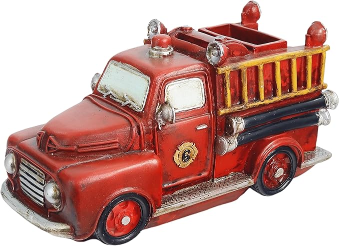 Amazon.com: PARSAHO Vintage Fire Truck Model Piggy Bank Collective ...