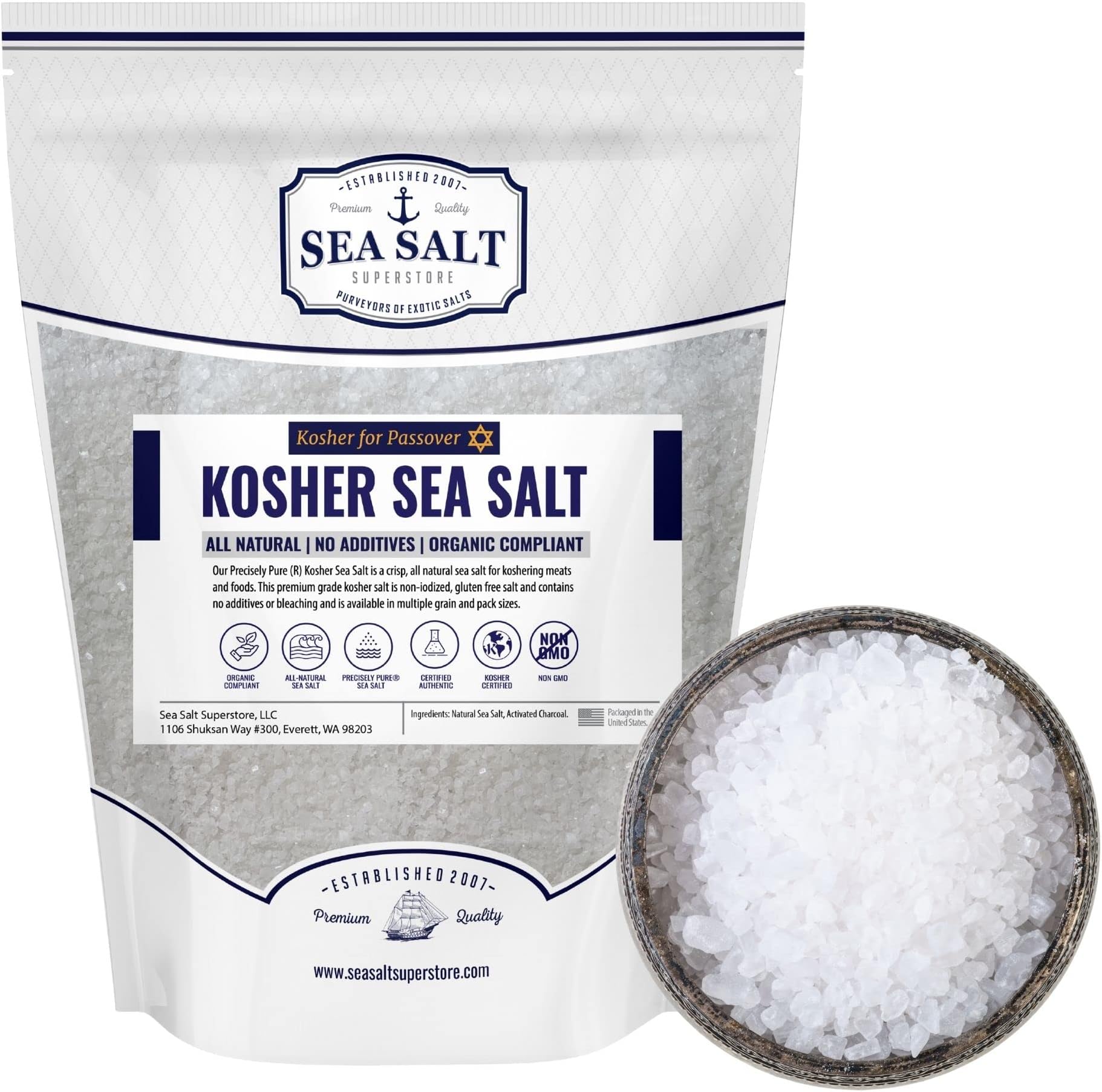 Amazon.com : Kosher Sea Salt, Coarse Grain Kosher Salt, Replacement for ...