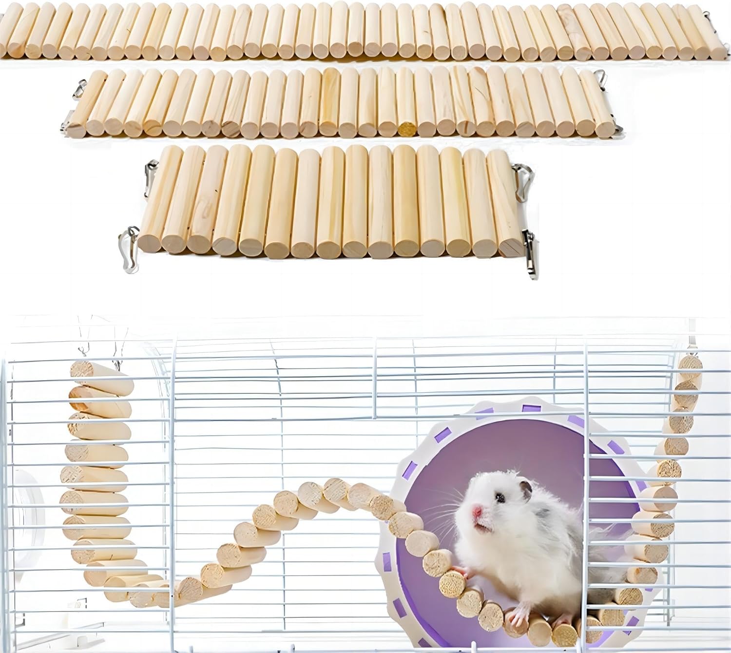 Amazon.com : Hamster Wooden Pet Ladder Bridge 3 Pieces, Climbing Ladder ...