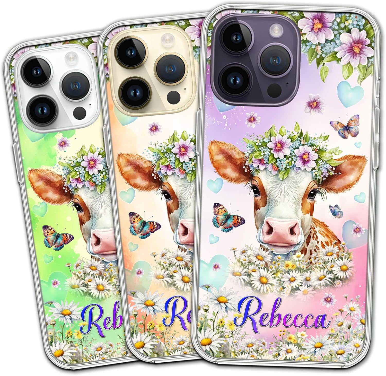 Amazon.com: CASEZILY Personalized Cows Phone Case Custom Name Animal ...