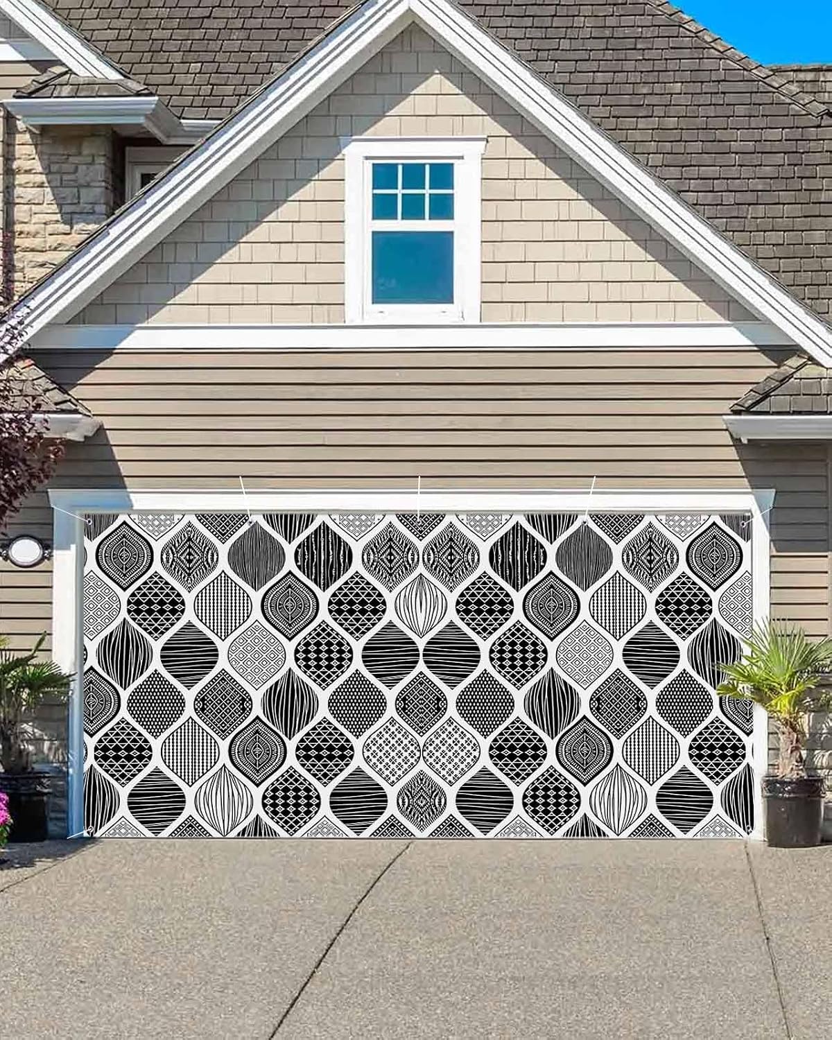 Amazon.com: Vintage Garage Door Banner Decoration 7x16 Ft, Abstract Art ...