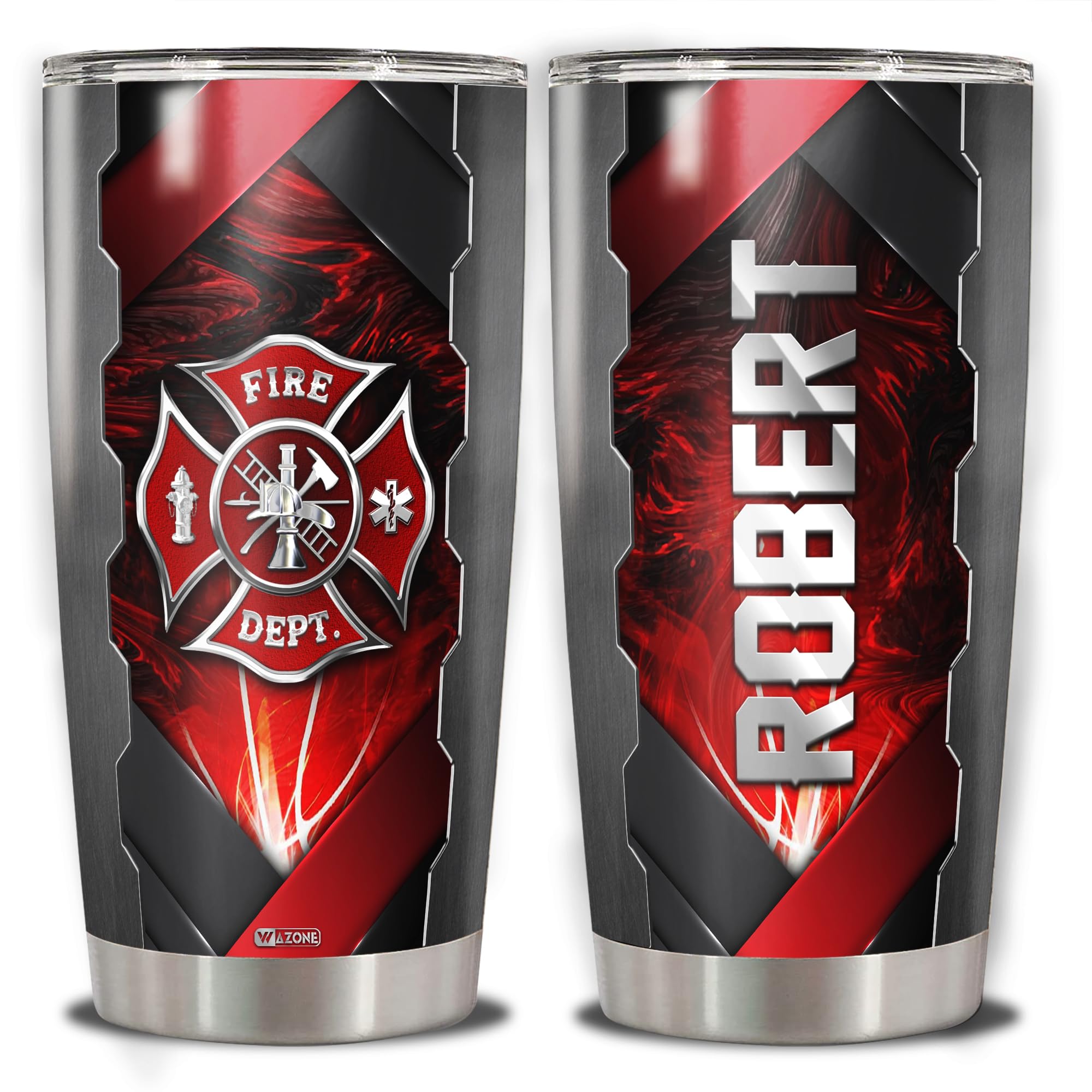 Amazon.com | WAZONE Personalized Firefighter Tumbler Custom Name 20oz ...