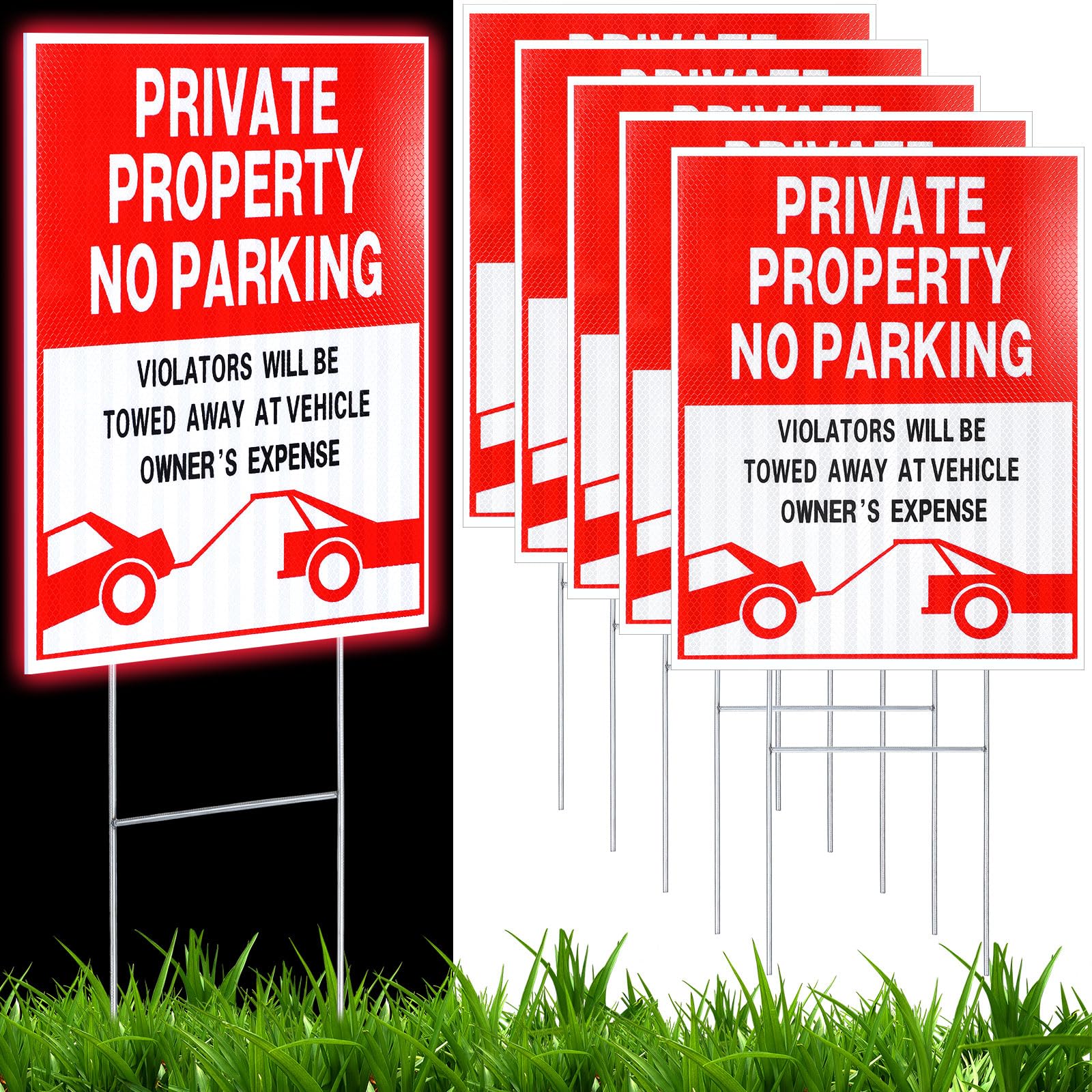Amazon.com : Zonon Reflective No Parking Yard Signs with H Metal Stake ...
