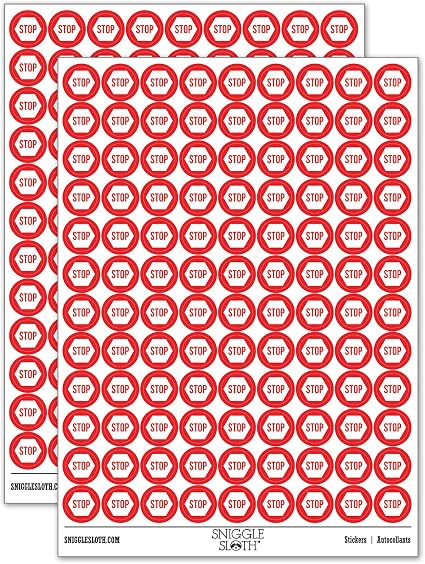 Amazon.com: Stop Sign 200+ Round Stickers - Matte Finish - 0.50" Size ...