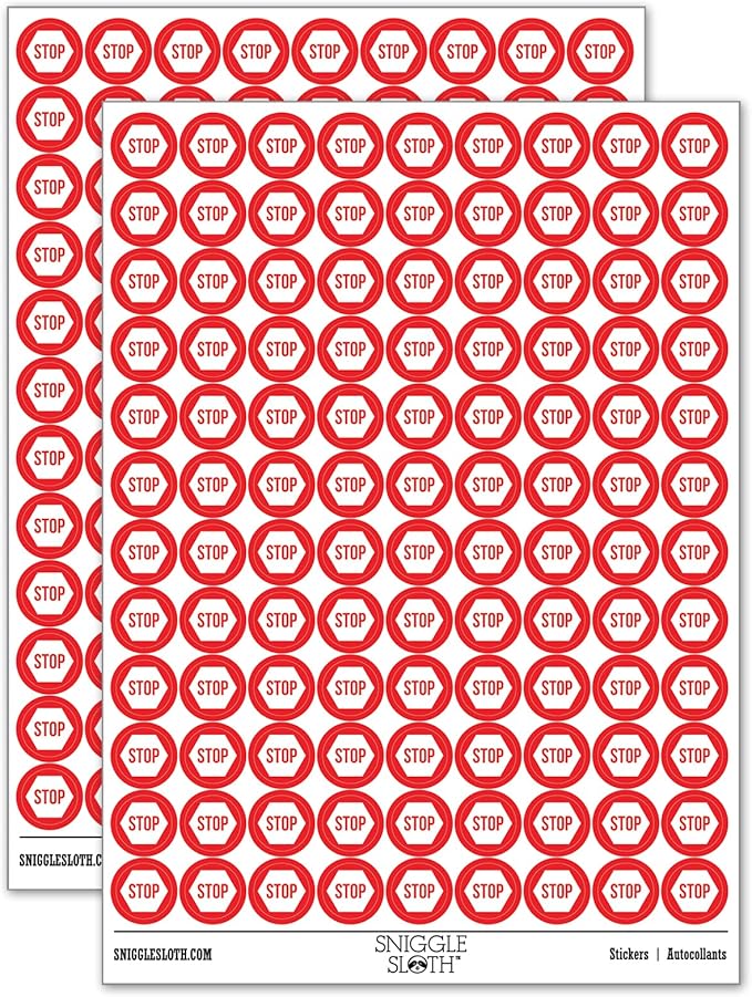 Amazon.com: Stop Sign 200+ Round Stickers - Matte Finish - 0.50" Size ...