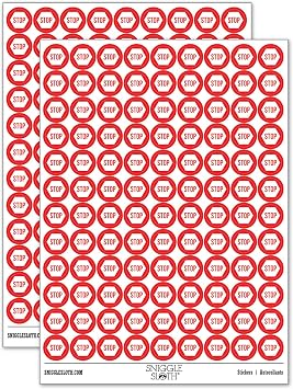 Amazon.com: Stop Sign 200+ Round Stickers - Gloss Finish - 0.50" Size ...