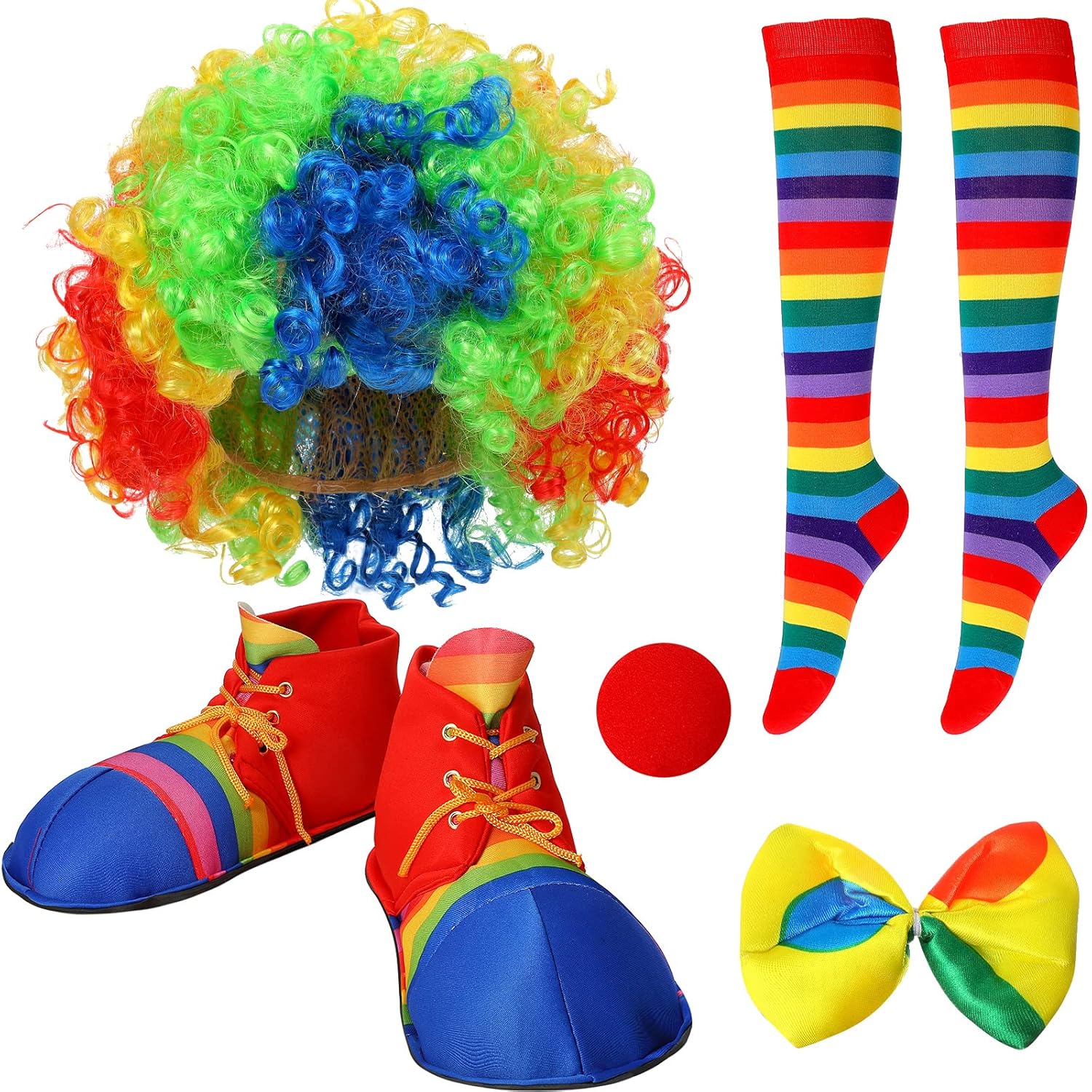 Amazon.com: Clown Costume Set, Includes Clown Wig, Clown Bow, Clown ...