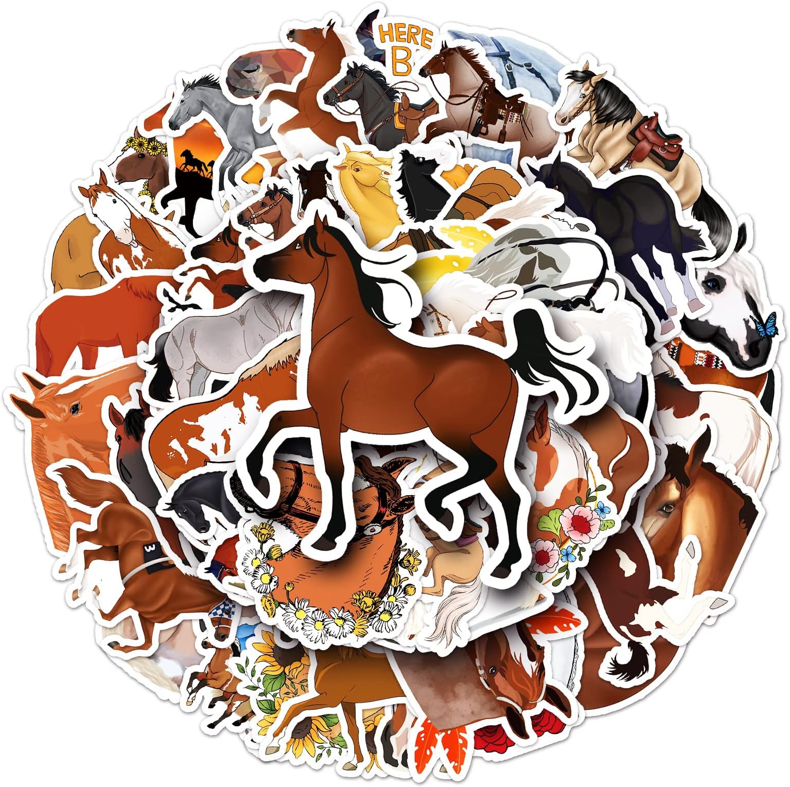 Amazon.com: Animals Stickers 50 Pcs Cute Cartoon Decals for Water ...