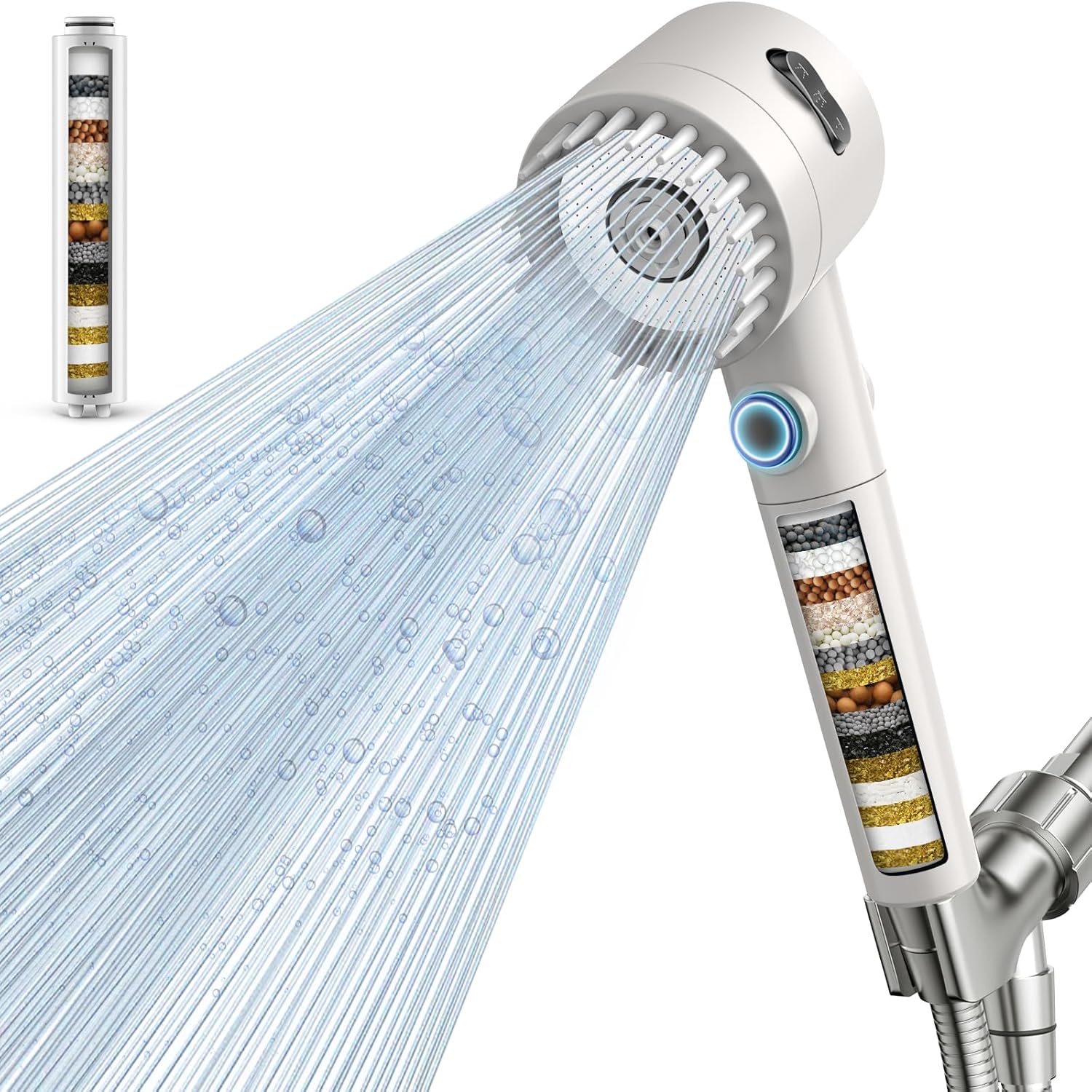 Filtered Shower Head with Handheld, High Pressure 5-Spray Shower Head ...
