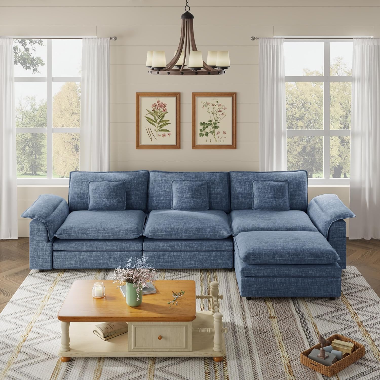 Amazon.com: Modular Sectional Sofa, 124.25" L Shaped Couch Set for ...