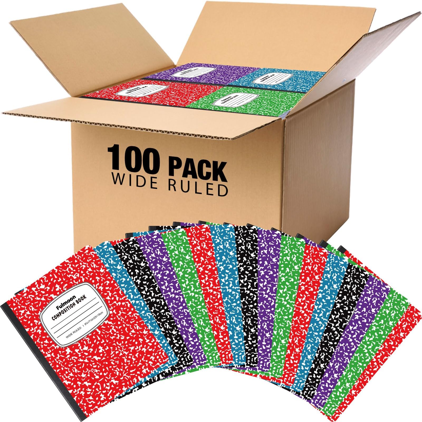 Amazon.com : Fulmoon 100 Pcs Composition Notebooks, Comp Book, 9.75"x 7 ...