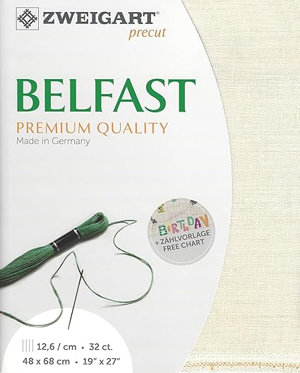 Amazon.com: Precut Zweigart Belfast 32 Count Soft Ivory 3609/99 ...