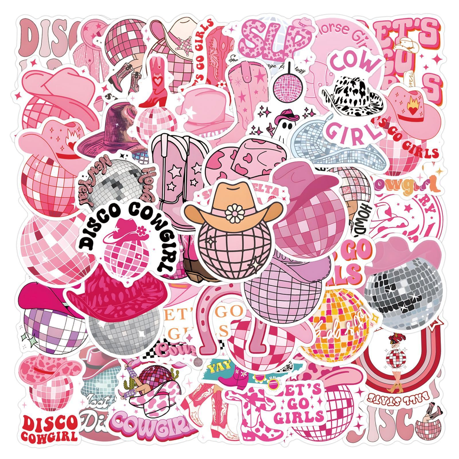 Amazon.com: 55Pcs Disco Cowgirl Stickers, Vinyl Pink Cowgirl Decals ...