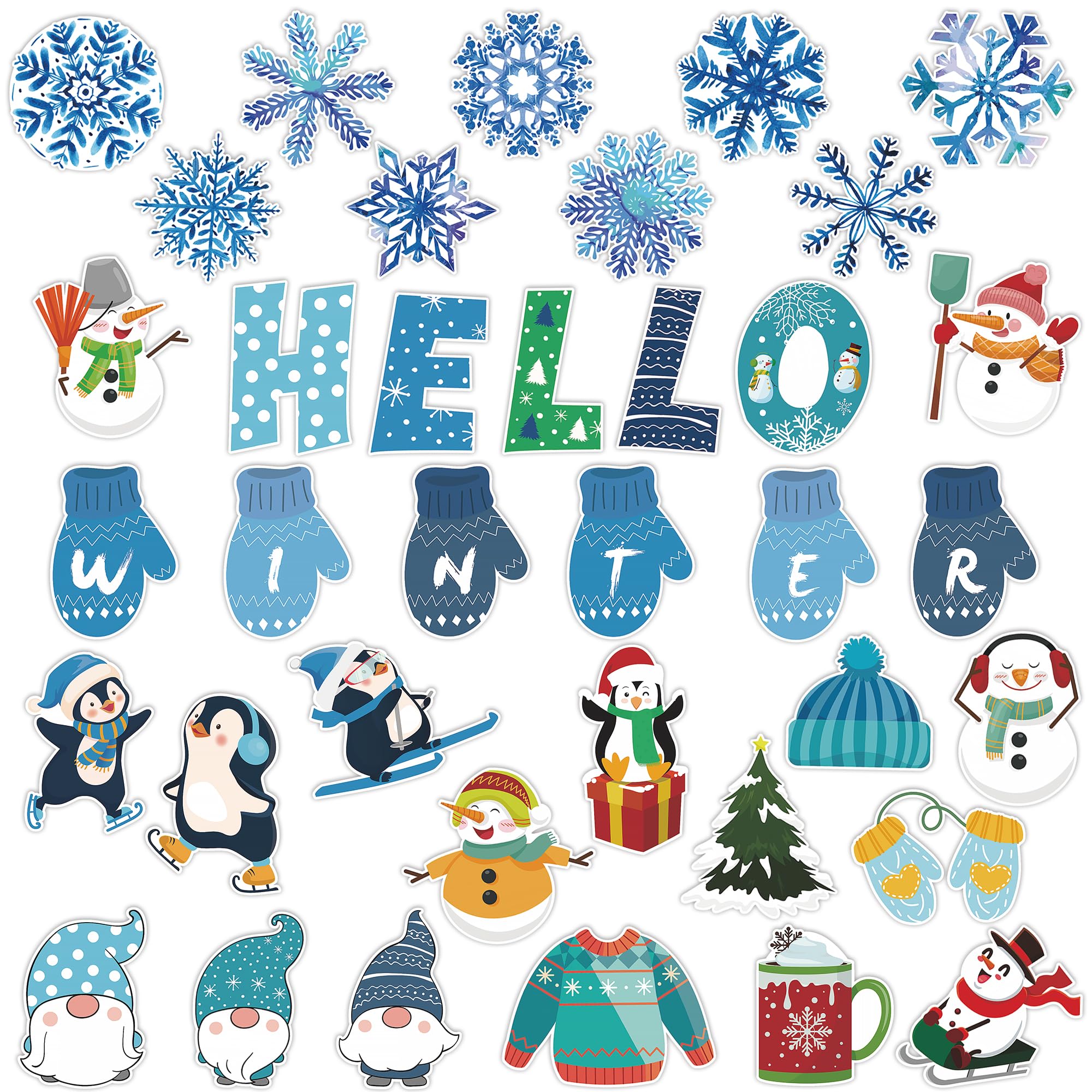Amazon.com: Lucleag 74PCS Hello Winter Cutouts for Bulletin Board ...