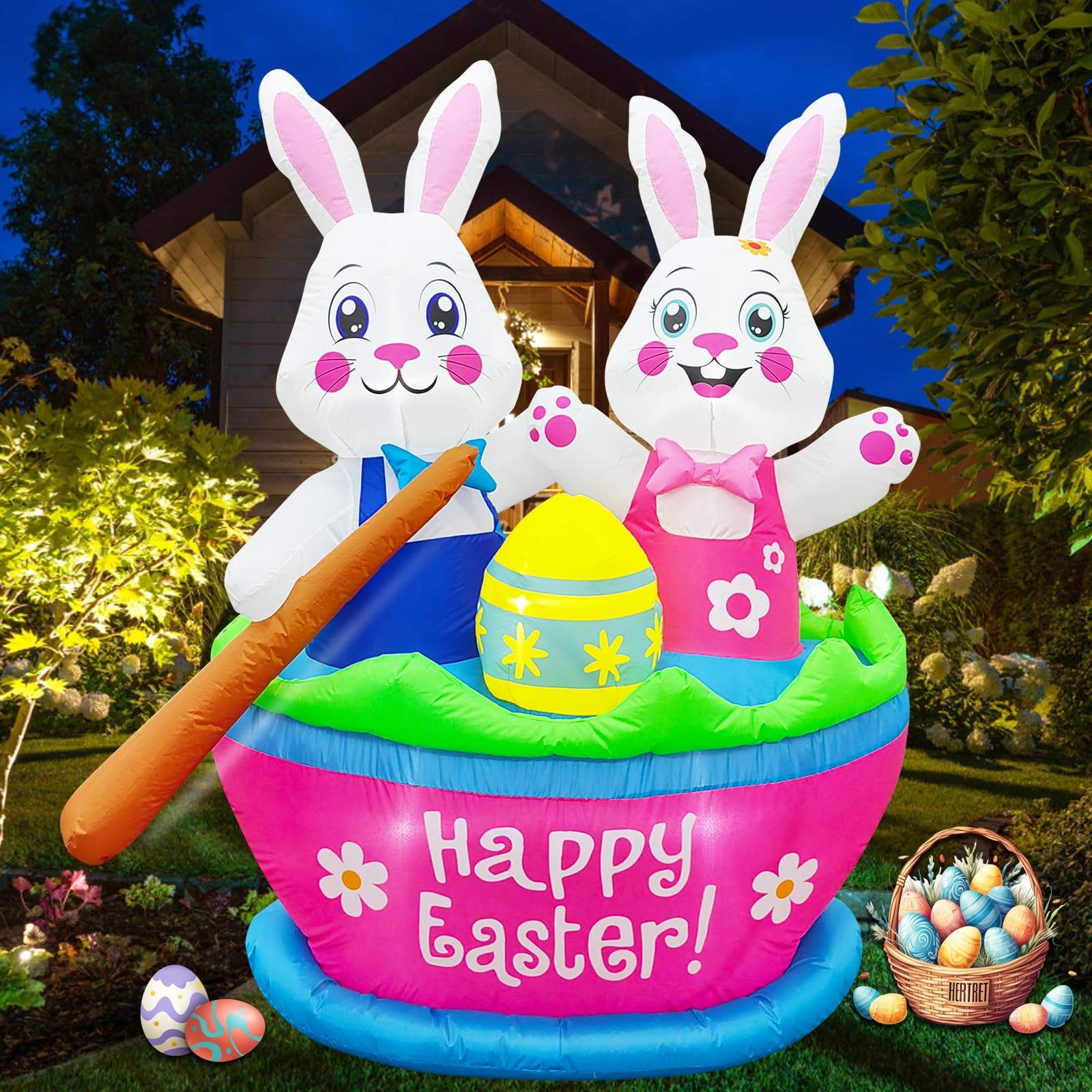 Amazon.com: Raymall Easter Inflatables Outdoor Decorations, 5FT Tall ...