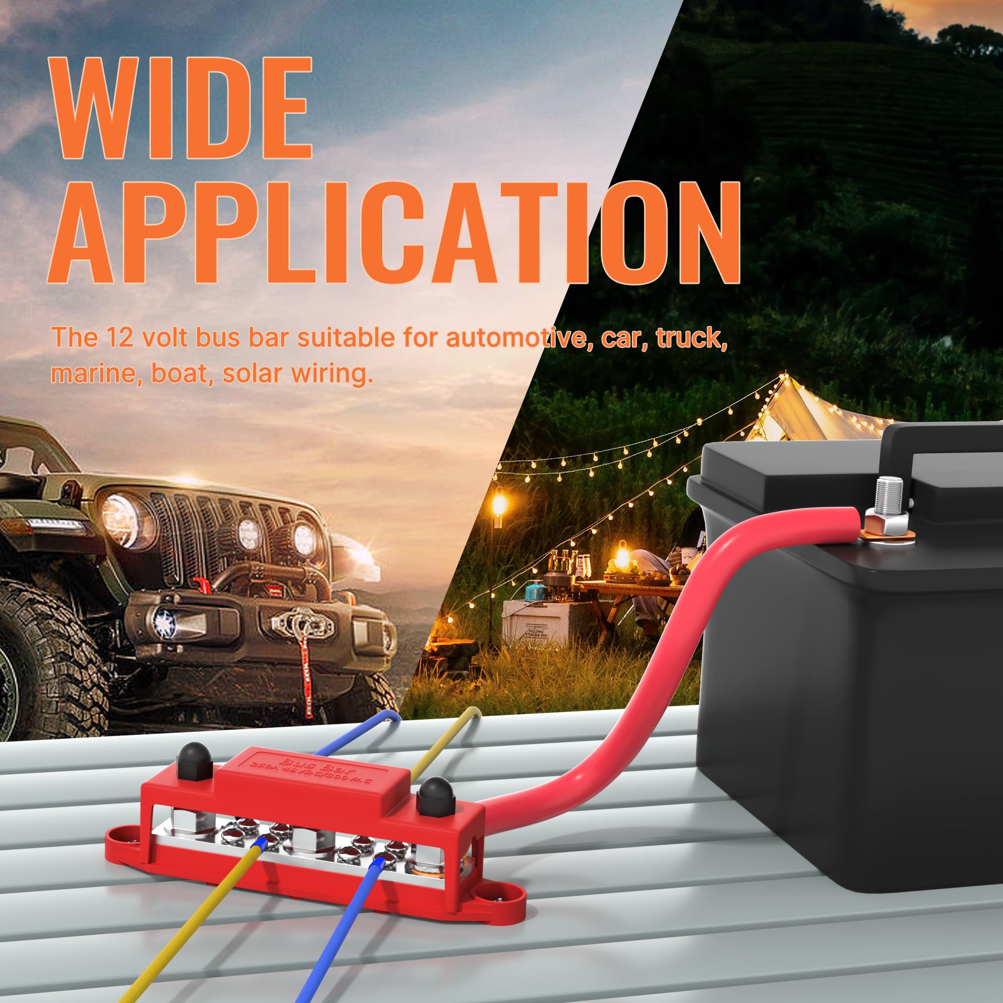 Snapklik.com : Joinfworld Bus Bar 12V 250A Power Distribution Block