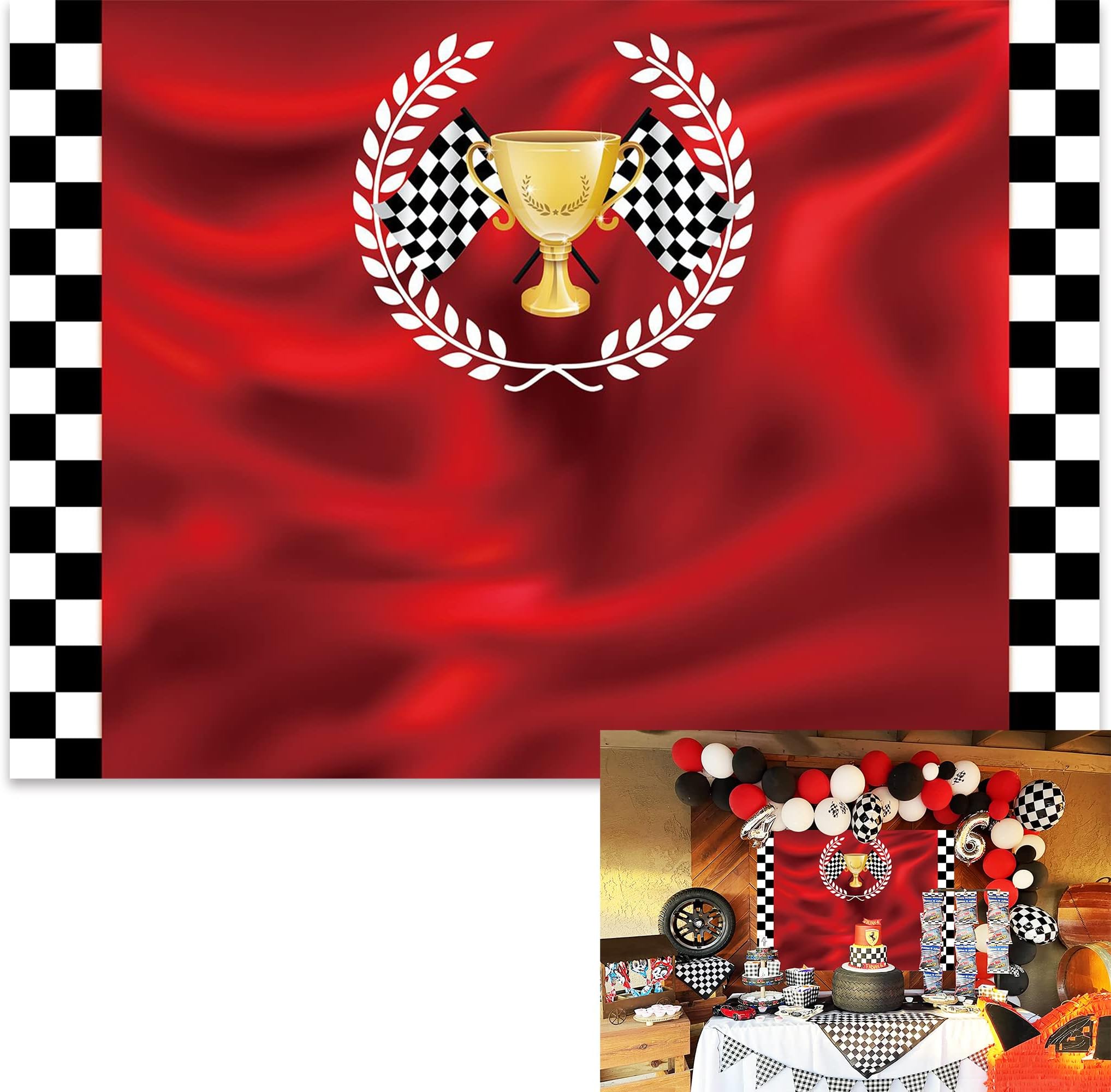 Amazon.com: BELECO 9x6ft Fabric Racing Car Backdrop for Photography ...