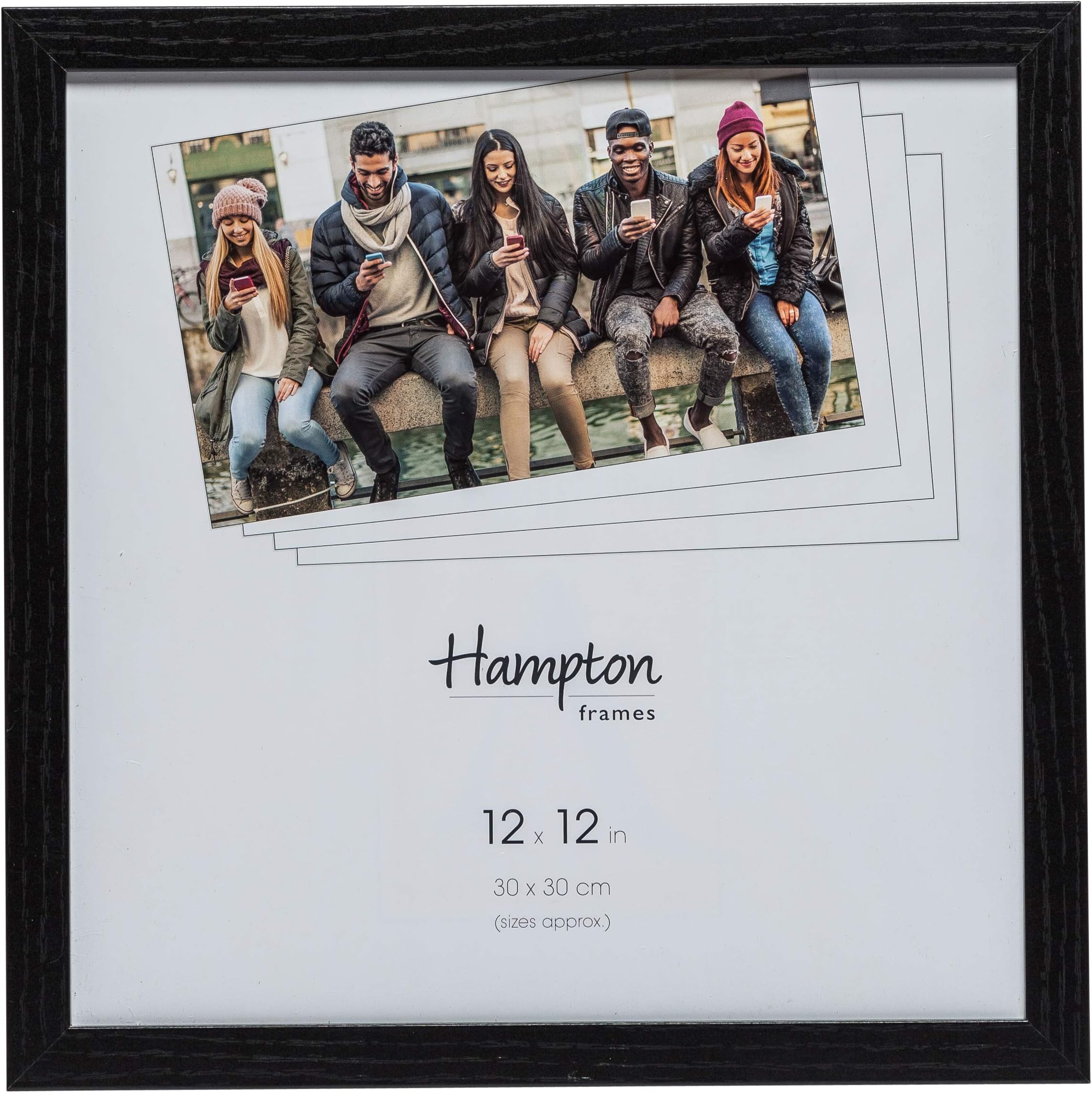 pf+a REAL GLASS 12x12" Picture Frame Black | 8x8 Frame With Mount ...