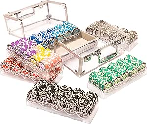 Amazon.com: MBGBrybelly Ace Casino Poker Chip Set in Acrylic Carry Case ...