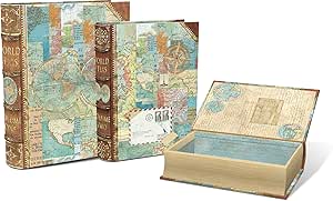 Amazon.com: Punch Studio Home Decor Large Nesting Book Boxes, World ...
