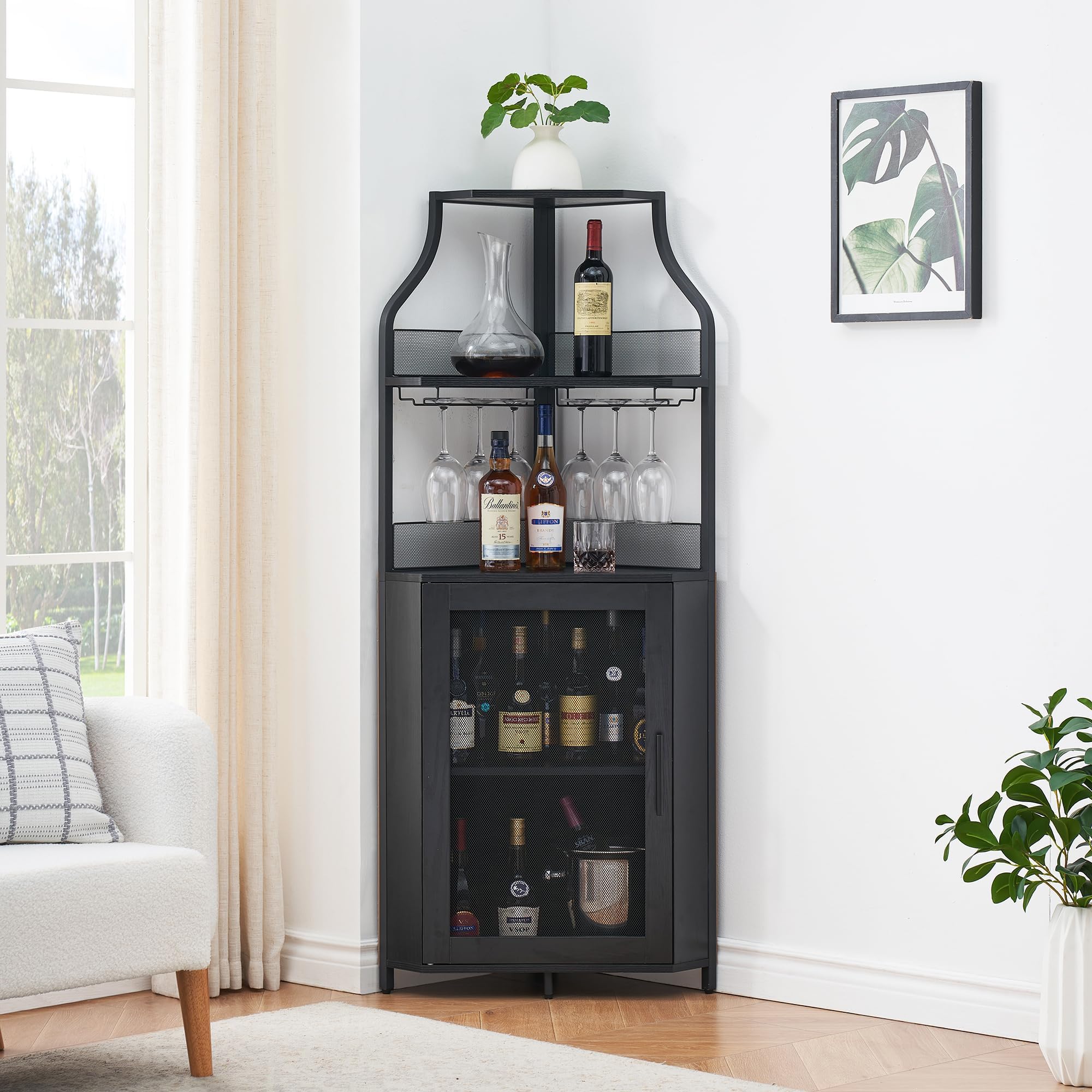 Amazon.com: Baoz 6 Tier Corner Wine Rack with LED Light Wine Rack ...