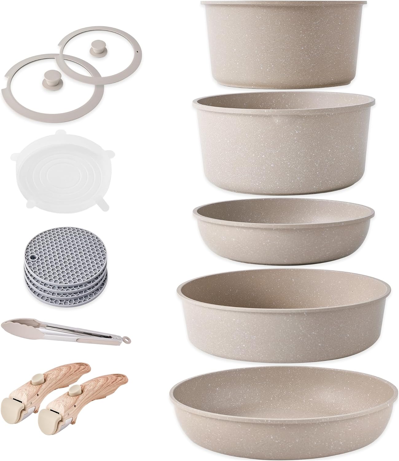 Amazon.com: Caannasweis Pots and Pans Set Nonstick, Detachable Handle ...