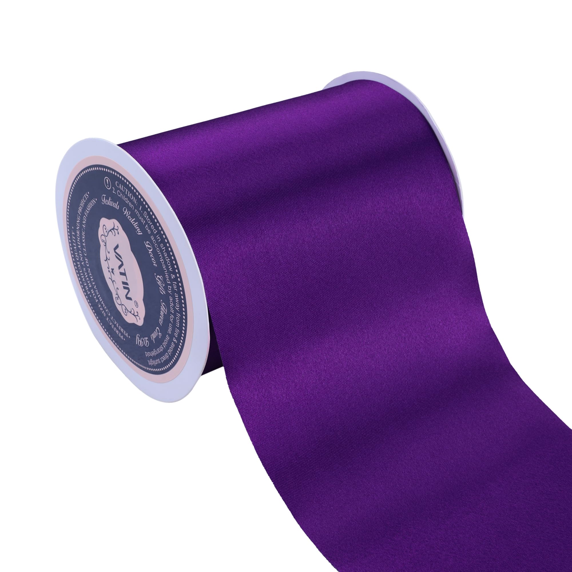 Amazon.com: VATIN 4 Inch x 22Yards Wide Purple Satin Solid Ribbon Large ...