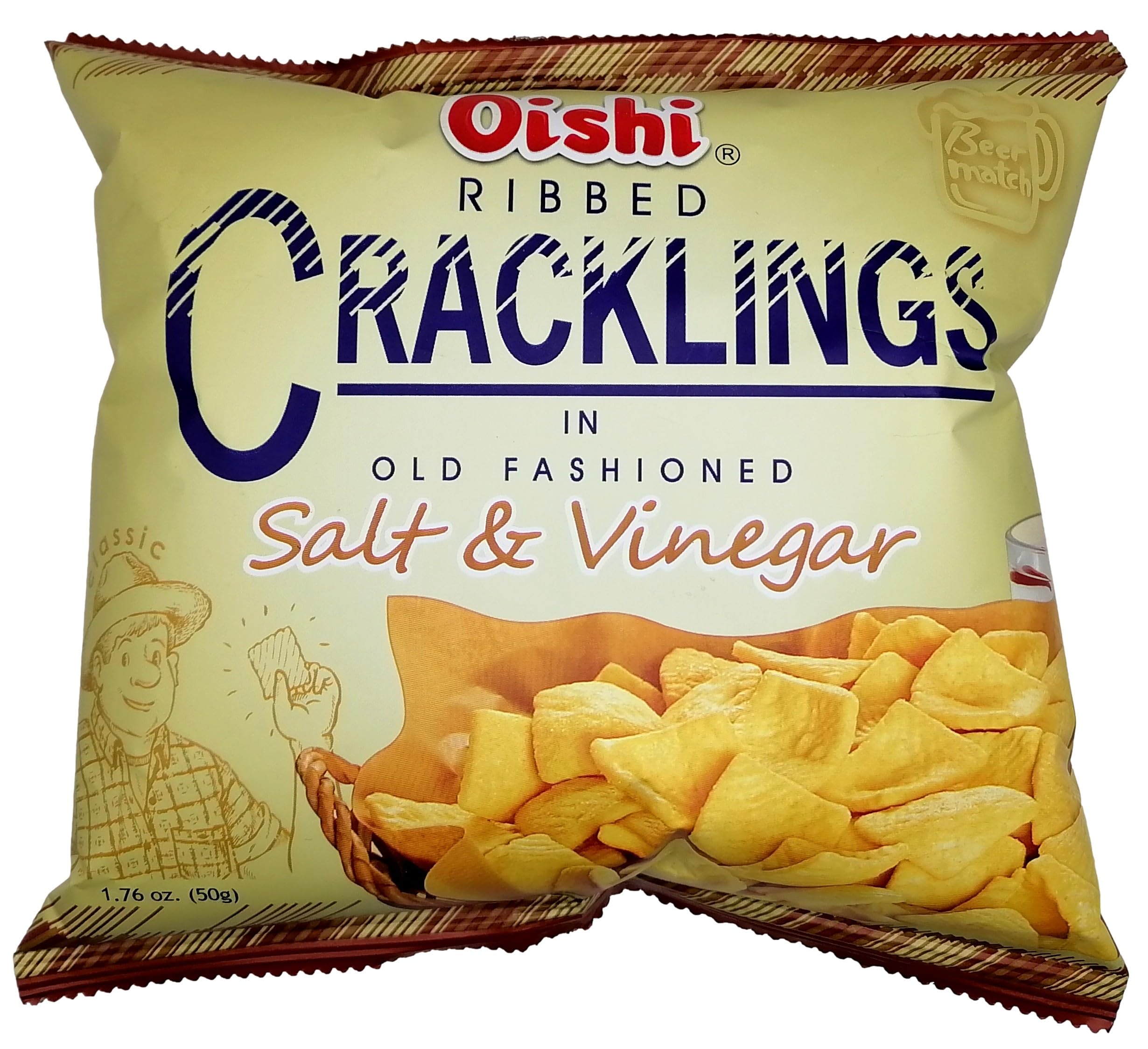 Amazon.com: Oishi Ribbed Cracklings in Salt and Vinegar Pack of 10 50g ...
