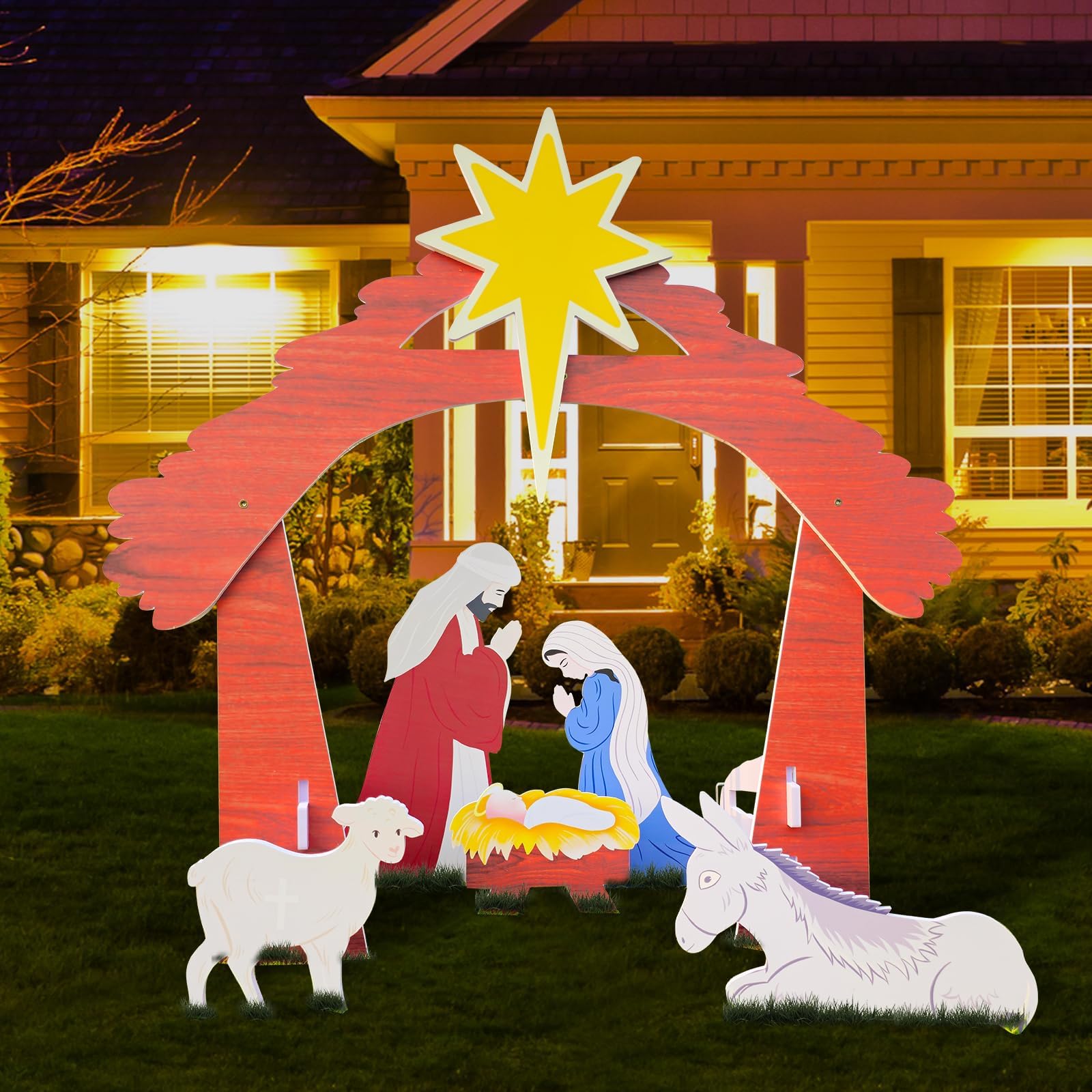 Amazon.com: Zonon 6 FT Lighted Christmas Nativity Scene Outdoor Holy ...