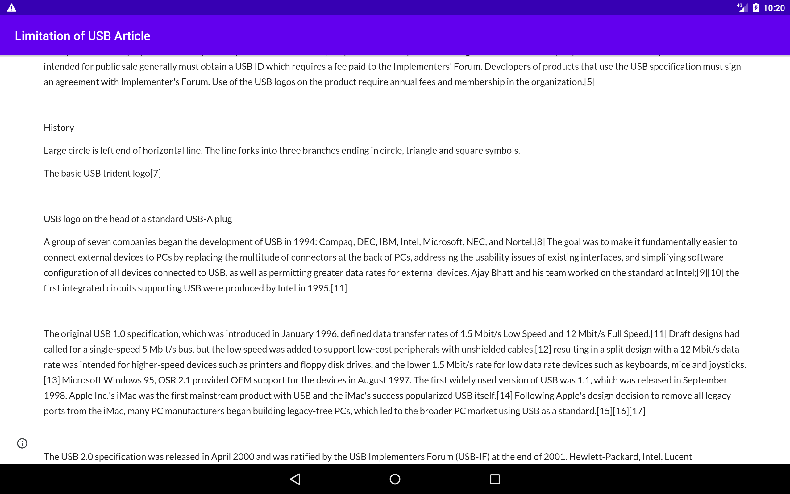 Limitation of USB Article - App on Amazon Appstore