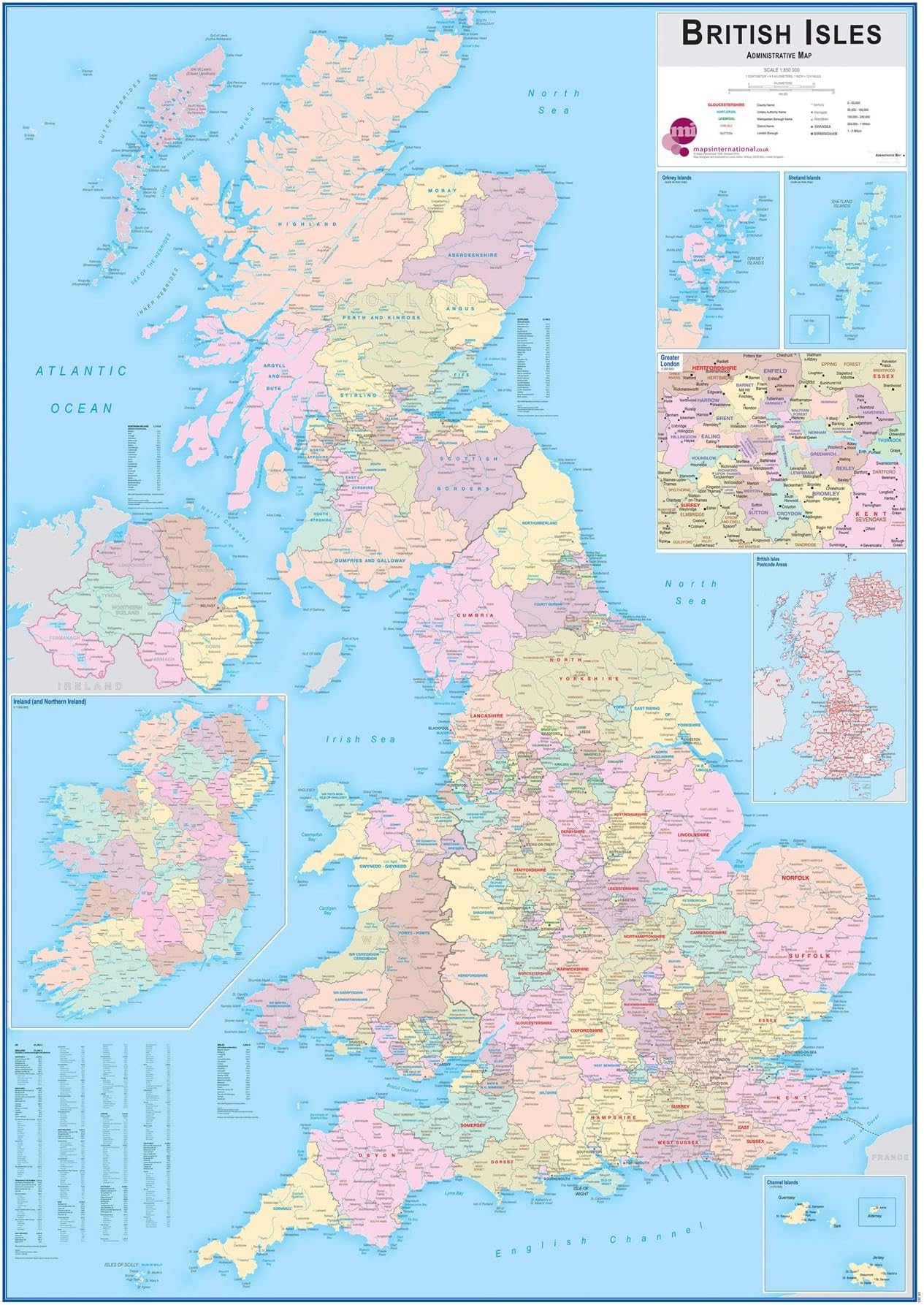 Physical Map of the United Kingdom - Size A2-59.4 x 42 cm - Paper ...