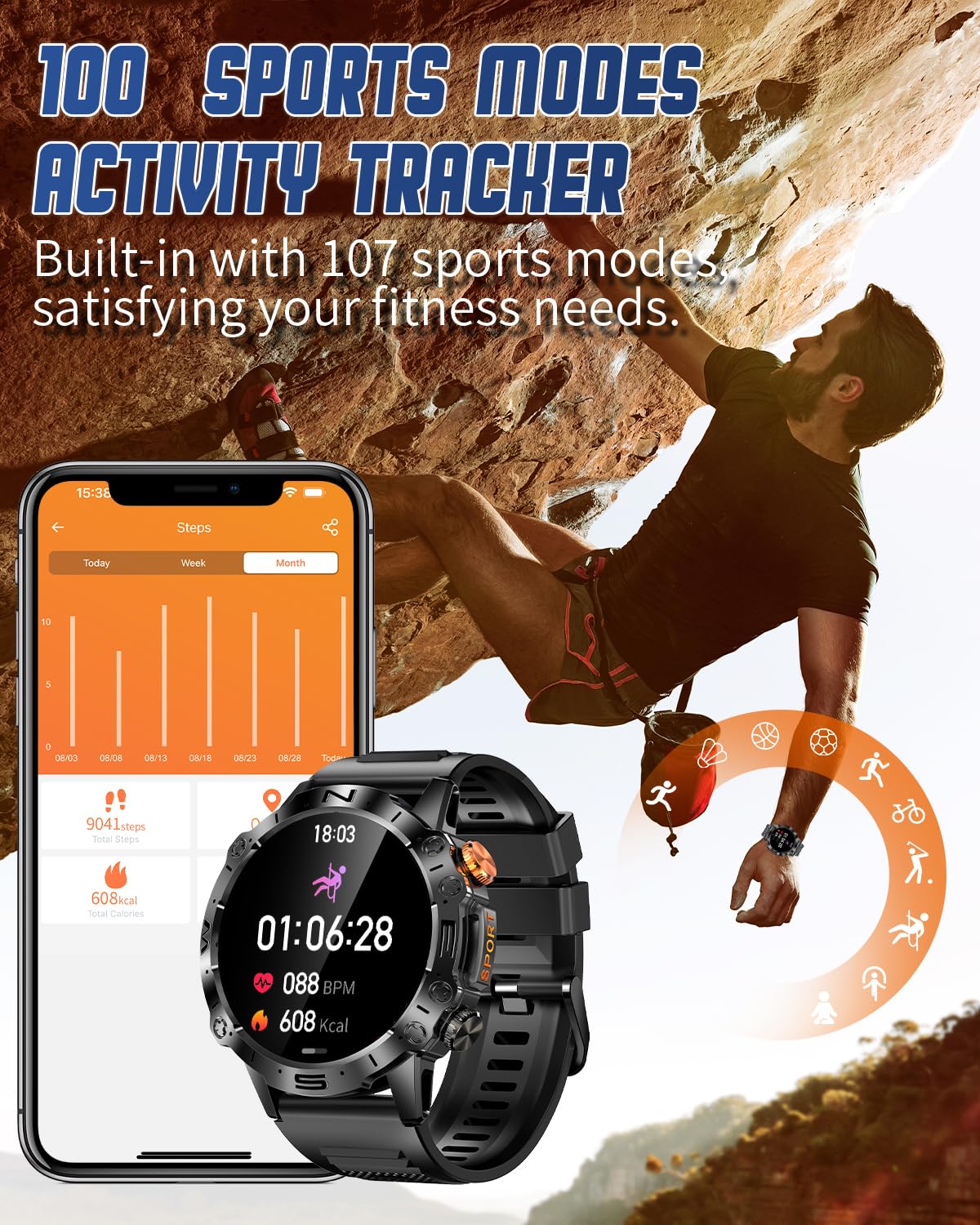 Snapklik.com : PODOEIL Military Smart Watches For Men