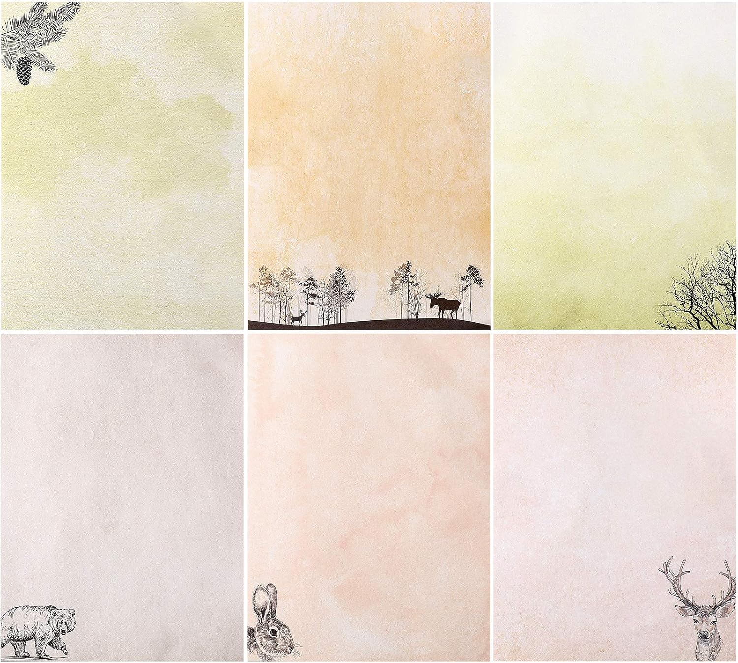 Amazon.com : 60 Sheets Stationary Writing Paper with 6 Forest and ...