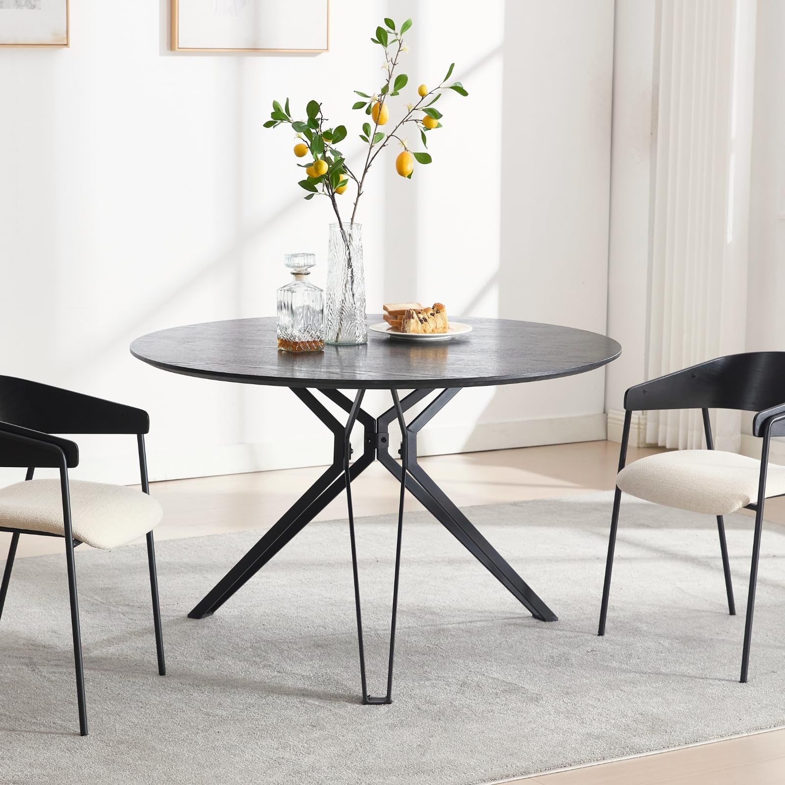 Amazon.com - DUOMAY 47'' Round Dining Table for 4-6 Person, Mid-Century ...