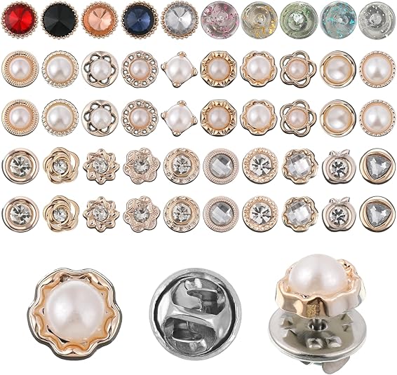 Amazon.com: ElevateTech 50pcs Women Shirt Brooch Buttons Blouse Modesty ...