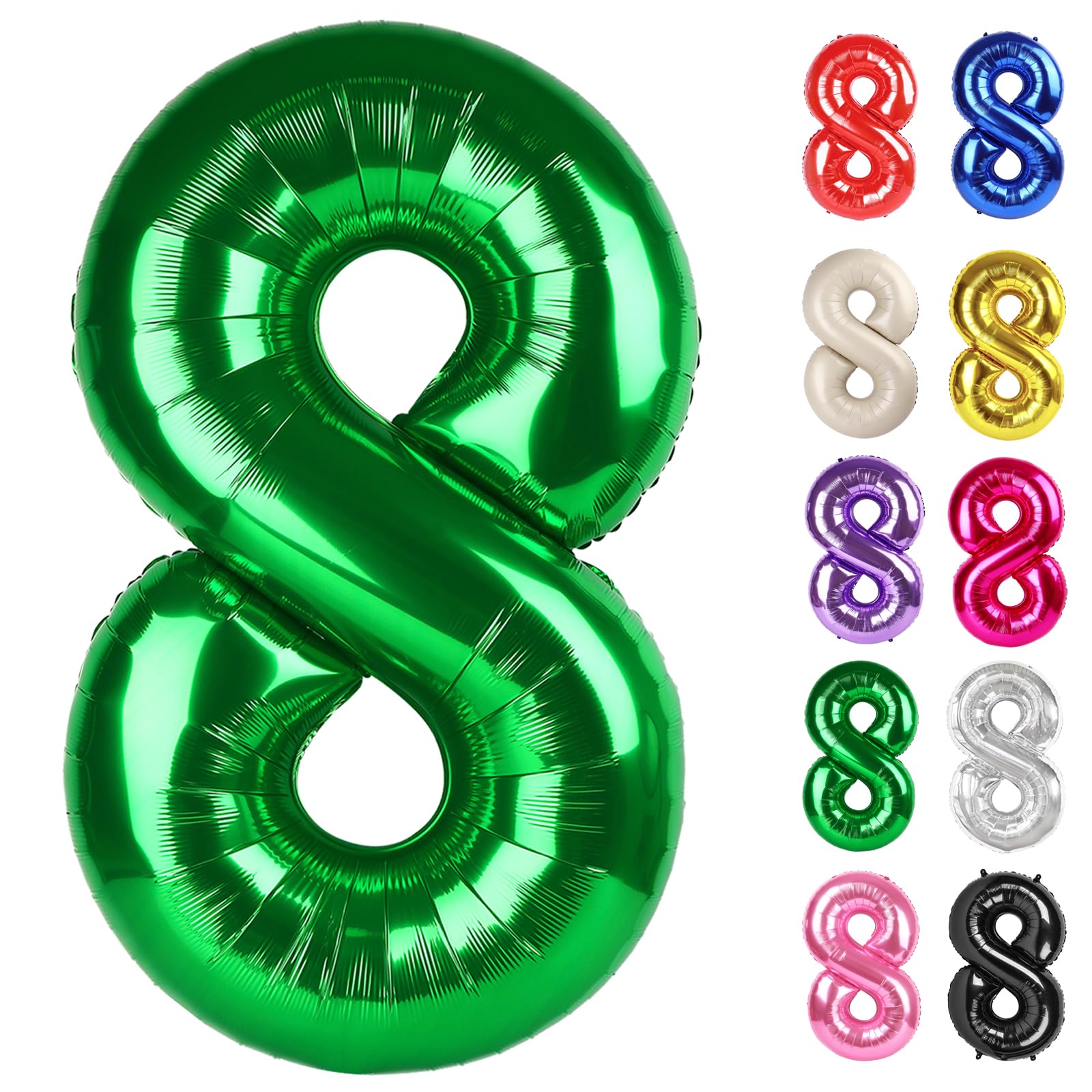 Amazon.com: Green Number 8 Balloon 40 Inch, 8 Balloon Number, 8th ...