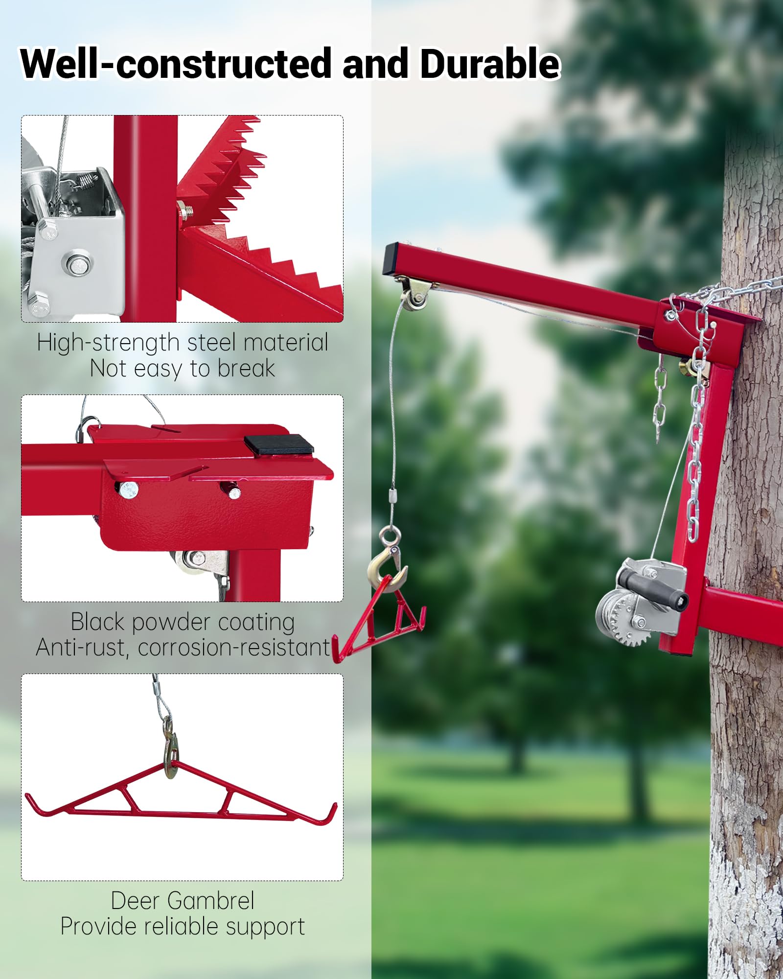 Snapklik.com : Tree Mounted Deer Hoist, 300LBS Hunting Game Hanger ...
