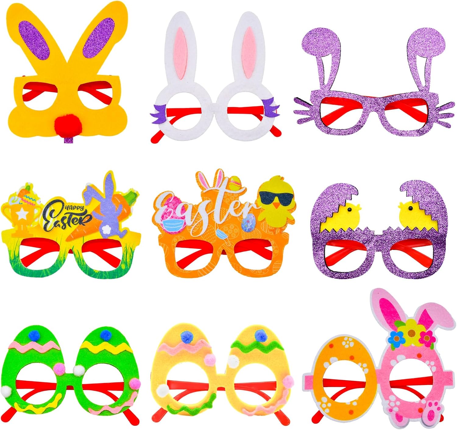 Amazon.com: 9 Pcs Easter Glasses Party Decor - Glitter Bunny and Egg ...