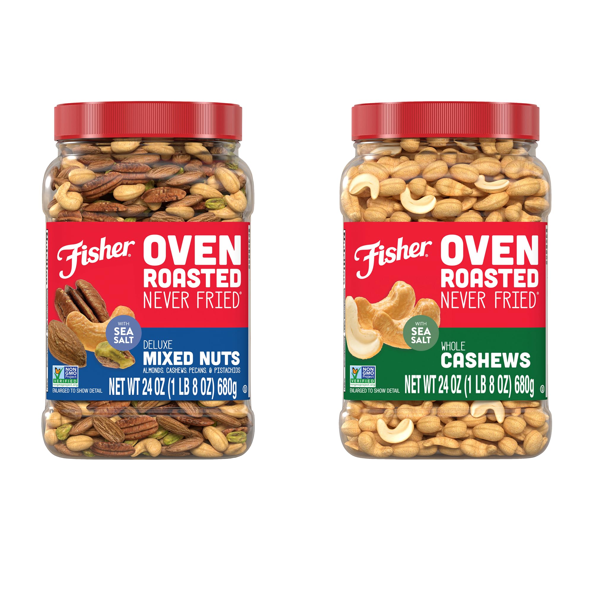 Amazon.com : Fisher Oven Roasted Never Fried Deluxe Mixed Nuts, 24 ...