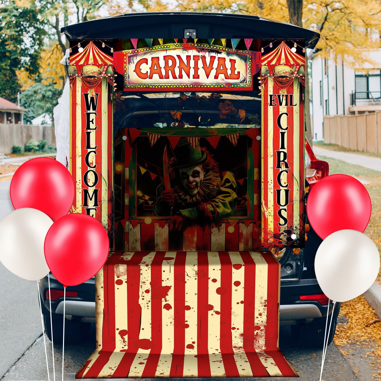 Amazon.com: Shellwei 8 Pcs Halloween Car Decorations Kit Evil Circus ...