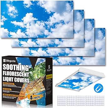 Silegusta 4-Pcs Classroom Fluorescent Light Covers, 2 x 4 ft Magnetic ...