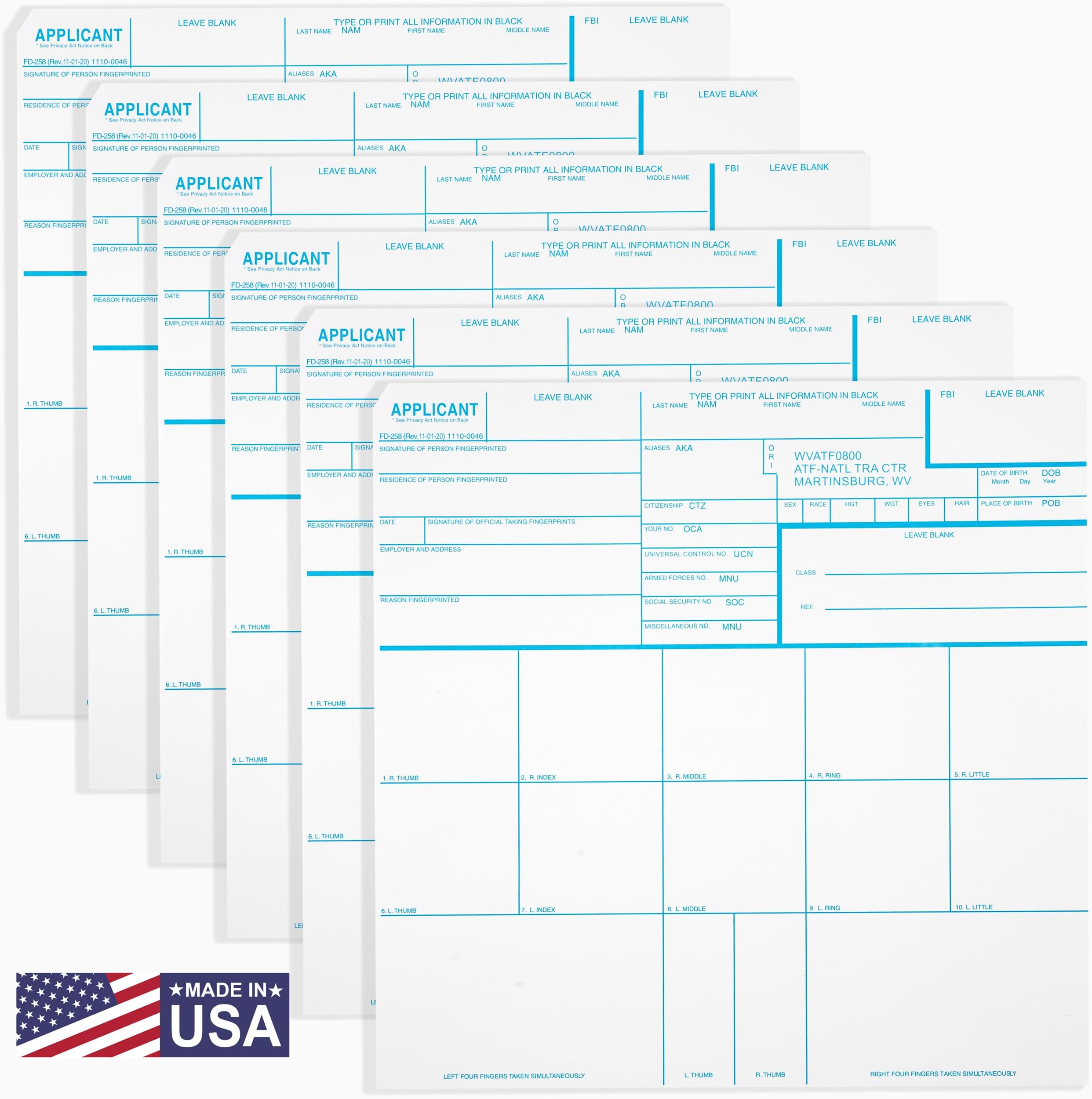 Amazon.com : National Gun Trusts - Made in USA - FD 258 Fingerprint ...