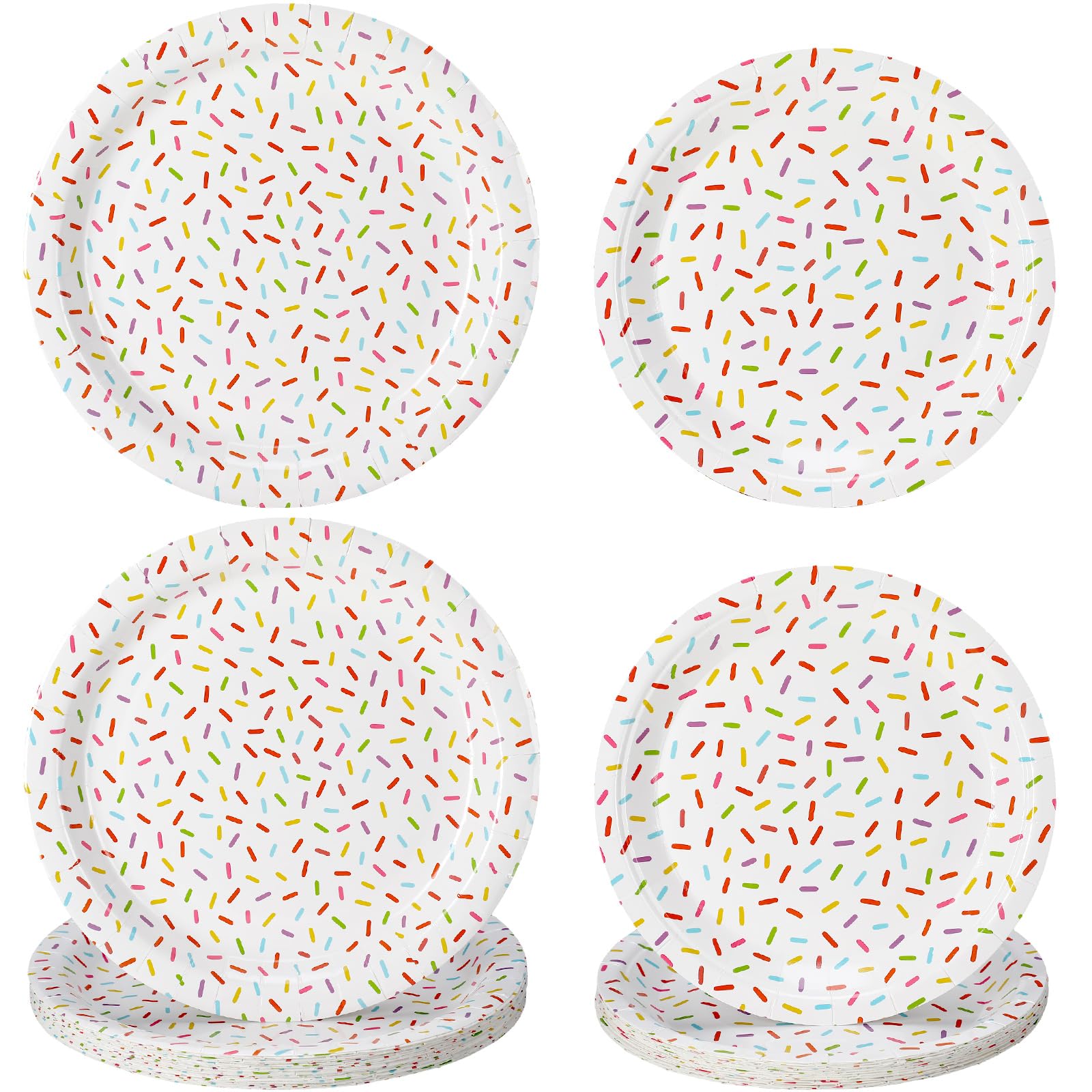 Amazon.com: Zhehao 48 Pcs 2 Sizes Confetti Sprinkles Dessert Plates Set ...