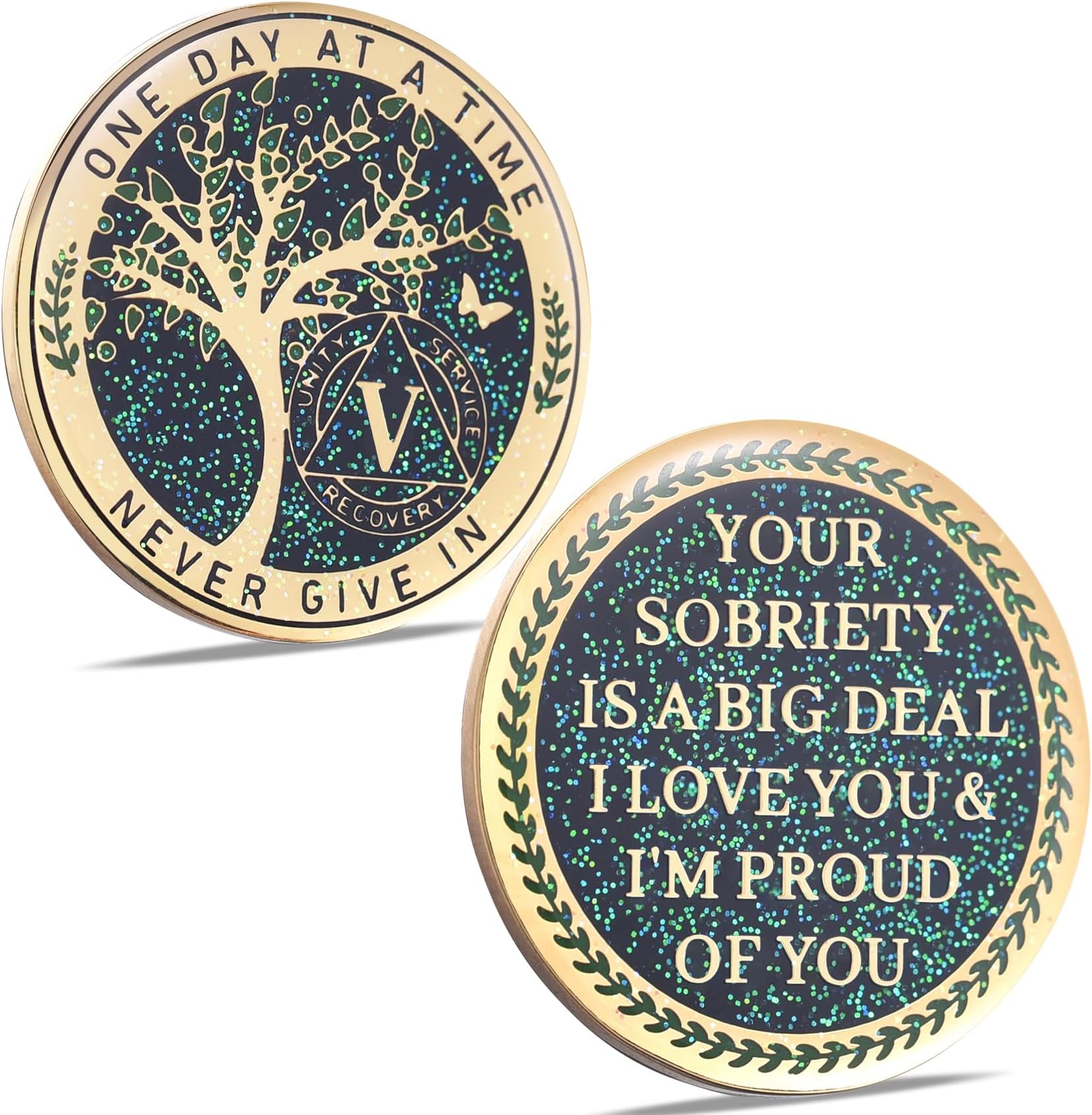 Amazon.com: LParkin 5 Year Sobriety Coin, Tree of Life Sobriety Coin ...