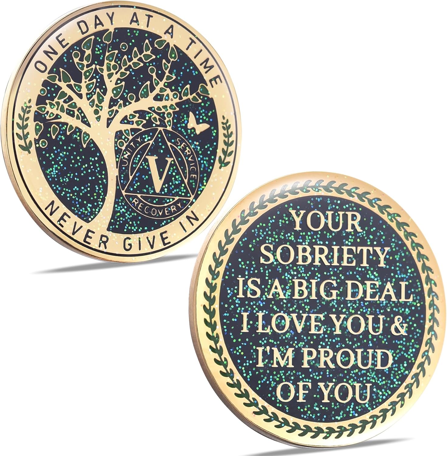 Amazon.com: LParkin 5 Year Sobriety Coin, Tree of Life Sobriety Coin ...