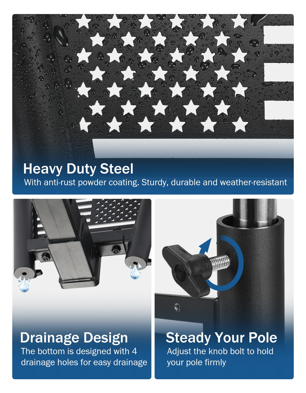 JOYTUTUS Hitch Mount Flag Pole Holder for Standard 2 Inch Receivers ...